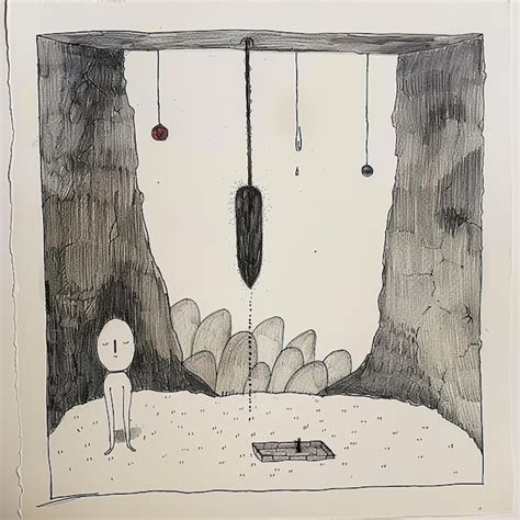 Drawing Of A Man Standing In Front Of A Window With A Clock Hanging From It Generative Ai