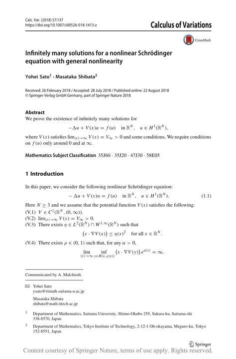 Infinitely Many Solutions For A Nonlinear Schrödinger Equation With