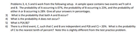 Solved Problems 3 4 5 And 6 Work From The Following Setup