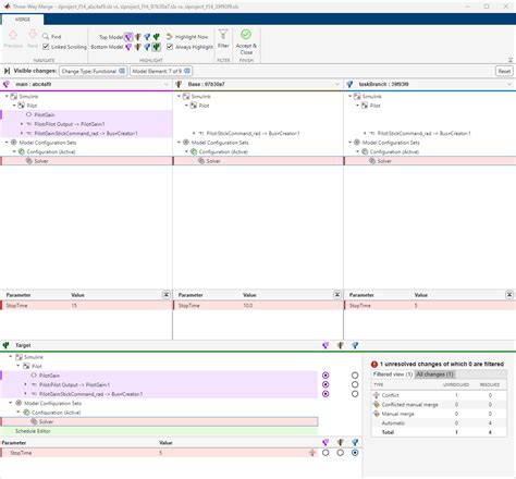 Resolve Conflicts In Project Using Simulink Three Way Merge Matlab Simulink