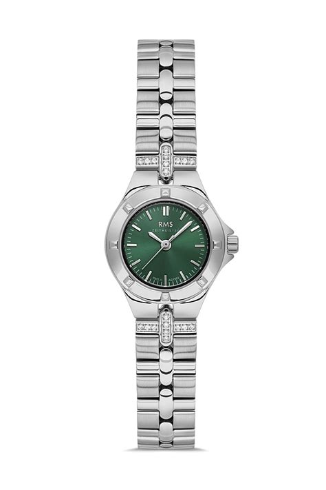 Rms Green Dial Silver Coated Womens Wristwatch Rms1ag156202