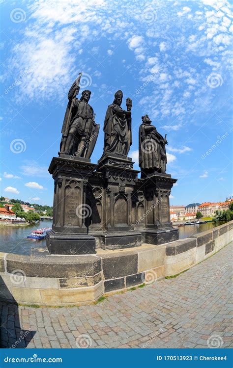 Baroque Statues On The Prague Charles Bridge Stock Image Image Of