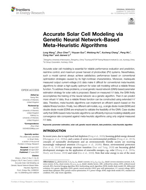 pdf accurate solar cell modeling via genetic neural network based