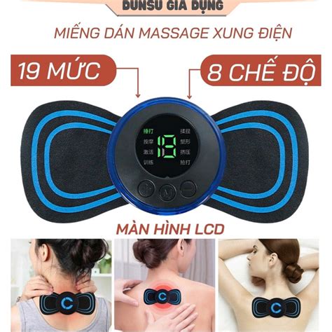 Mua Máy Massage Mini Toàn Thân Xung điện Ems 8 Chế độ Miếng Dán Massage Trị đau Cổ Vai Gáy Tay
