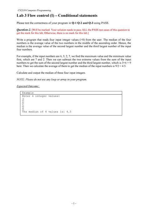 Lab03przactice Cs2310 Computer Programming 1 Lab 3 Flow Control