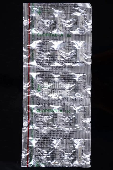 Clopitab A 150 Clopidogrel 75 Mg And Aspirin 150 Mg Capsules At ₹ 250