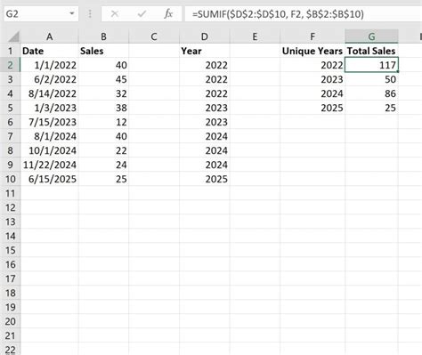 How To Sum By Year In Excel Step By Step Example