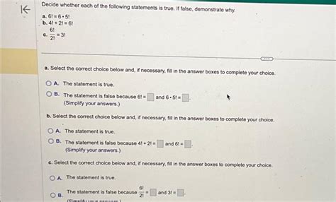 Solved Decide Whether Each Of The Following Statements Is