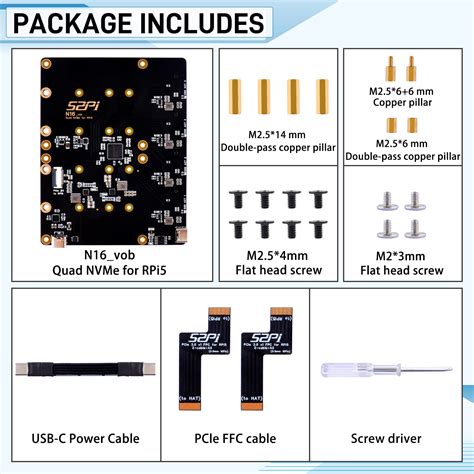 52pi N16 Quad Nvme Expansion Board For Raspberry Pi 5 Support M2 Nvm