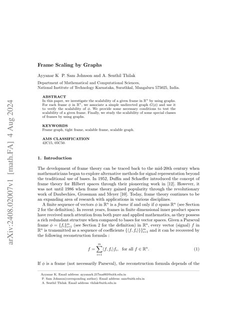 Pdf Frame Scaling By Graphs