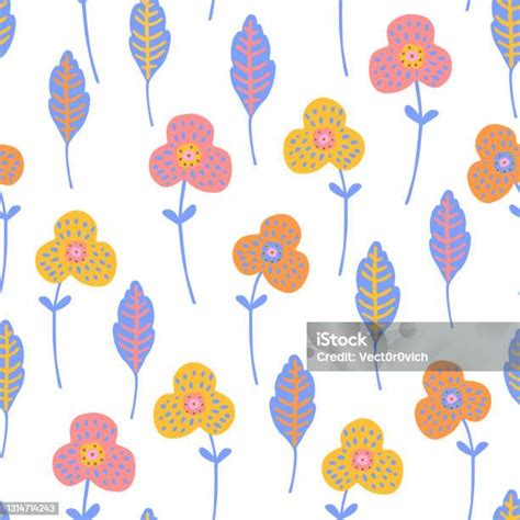 귀여운 꽃 원활 한 패턴 부드러운 파스텔 색상 벡터 일러스트 배경에 끝없는 반복 식물 질감 0명에 대한 스톡 벡터 아트 및 기타