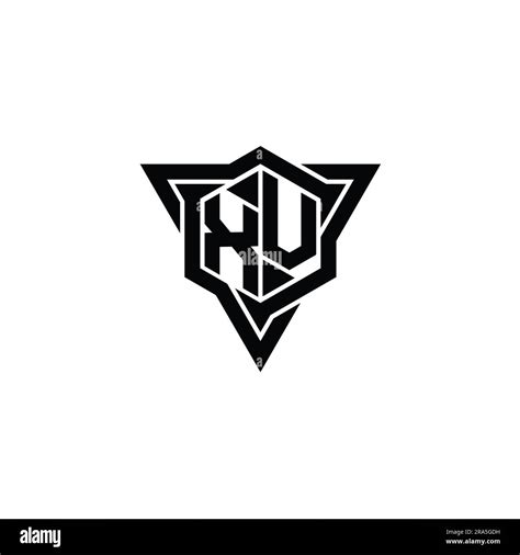 Xv Letter Logo Monogram Hexagon Shape With Triangle Outline Sharp Slice Style Design Template