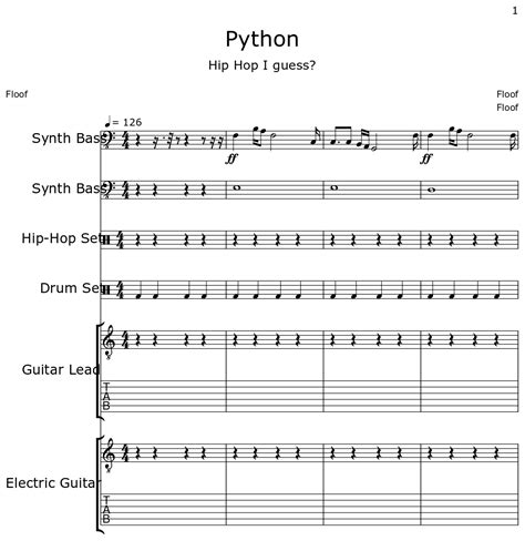 Python Sheet Music For Synth Bass Synth Bass Hip Hop Set Drum Set
