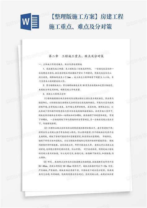 整理版施工方案房建工程施工重点难点及分对策Word模板下载 编号lnzxpmde 熊猫办公