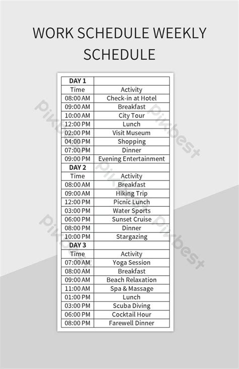 Optimize Your Weekly Work Schedule For Productivity Excel Template