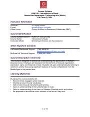 Syllabus HUM Fall Intro To Music Pdf Course Syllabus HUM Introduction To Musi
