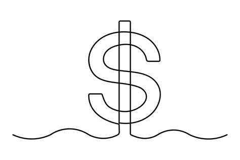 Continuous One Line Dollar Symbol Outline Art Illustration 51777714