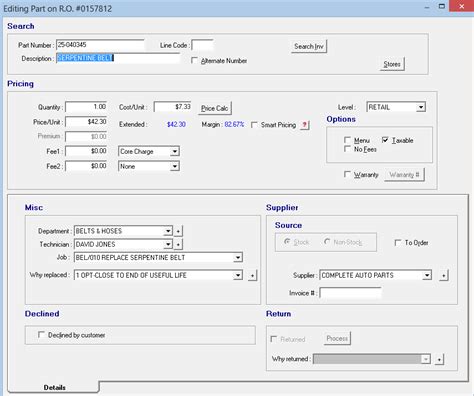 editing part window