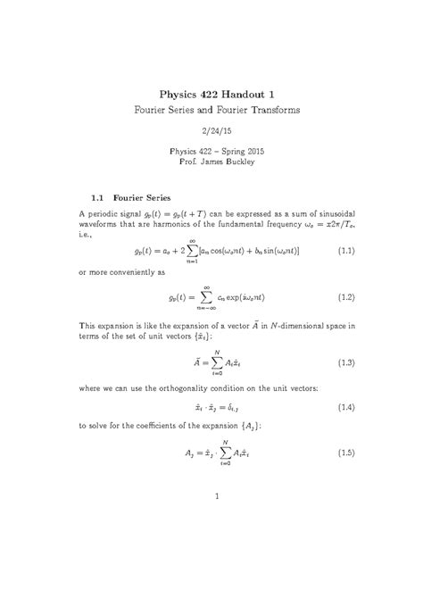 422 2014 2015 lecture notes fourier series and fourier transforms