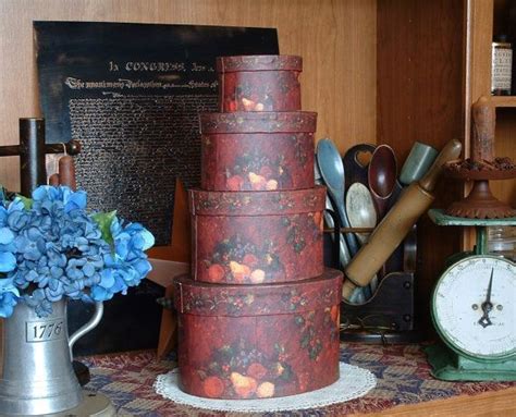 Elegant Fruit Bob Lang Susan Winget Primitive Folk Art Stacking Nesting Boxes