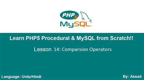 Php Procedural And Mysqli Lesson 14 Comparison Operators Urduhindi Youtube