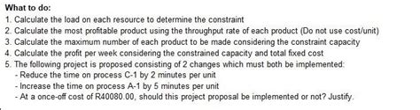 Solved What To Do 1 Calculate The Load On Each Resource To