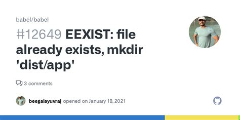 Eexist File Already Exists Mkdir Distapp · Issue 12649 · Babelbabel · Github