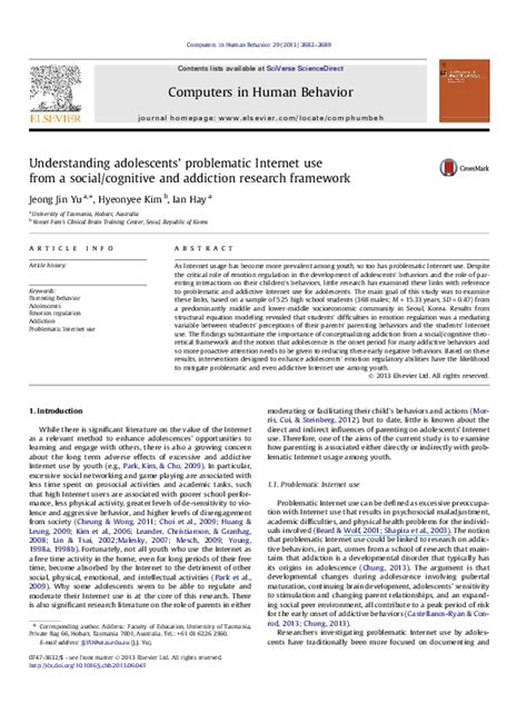Pdf Understanding Adolescents Problematic Internet Use From A Social