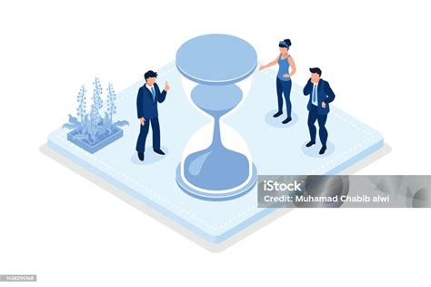 시간 관리 및 일정 계획 장면 일과 생활 시간을 관리하고 일상 업무를 정리하고 달력에 표시를 하는 캐릭터 아이소메트릭 벡터 현대 그림 개념에 대한 스톡 벡터 아트 및 기타