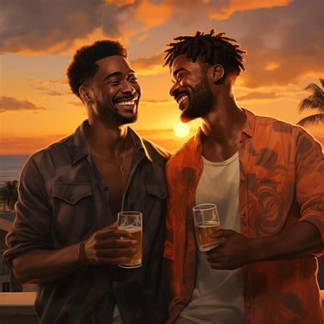 Premium Ai Image Hyper Realistic Twin Black Guys Standing At Bar