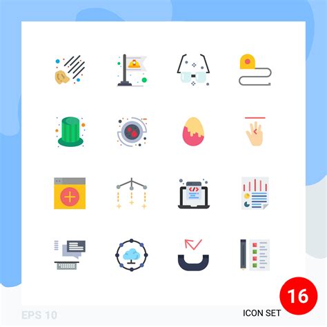 Stock Vector Icon Pack Of 16 Line Signs And Symbols For Hat Tape Modern Scale Construction