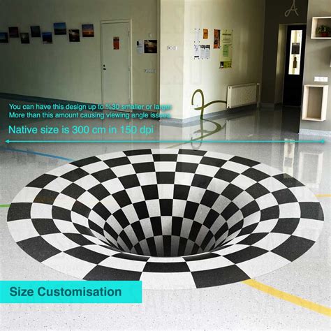 Black And White Illusion Hole 3d Floor Sticker Design Salso Design