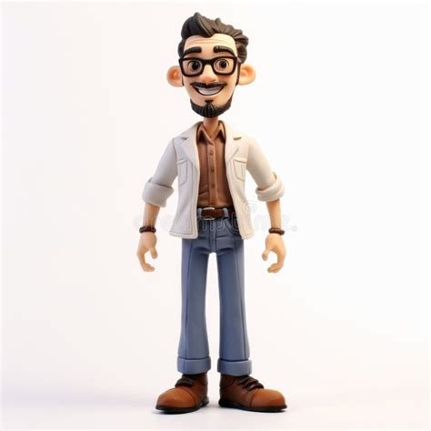 Toy Like 3d Scientist Figurine In Joe Madureira Style For Animated Film Stock Illustration
