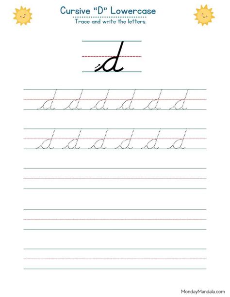 Cursive D Worksheets Free Letter Writing Printables