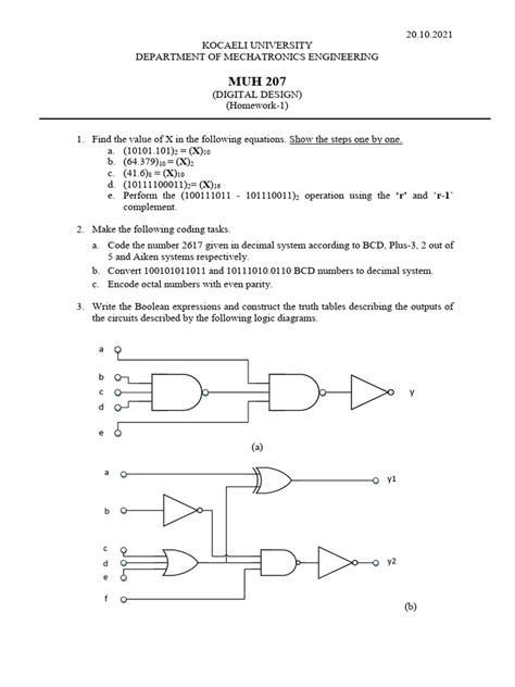 digital design hw1 pdf boolean algebra teaching mathematics