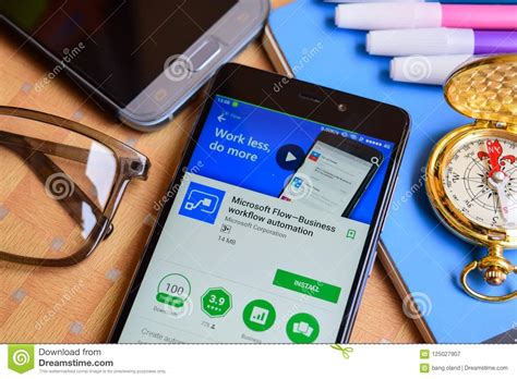 Microsoft Flow Business Workflow Automation Dev Application On Smartphone Screen Editorial