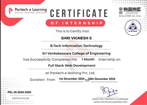 Fullstackwebdevelopment Internship Learningandgrowing Shri Vignesh S