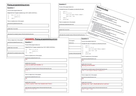 Pseudocode Algorithms Worksheet Syntax Errors And Logic Errors Finding Explaining And