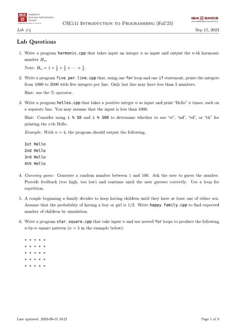 Lab 04 Ok Best One Lab Cse141 Introduction To Programming Fall23 Sep 15 2023 Lab