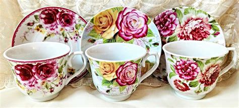 Assorted Rose Porcelain Teacups Wholesale Case Of 24 Discount Tea Cups