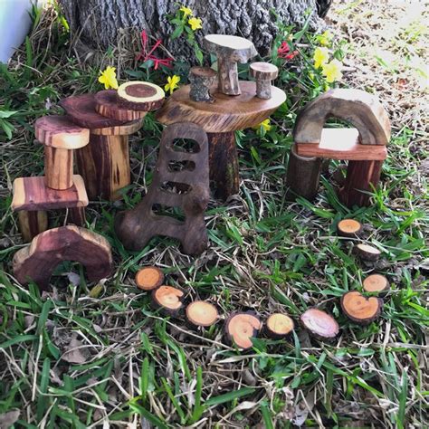 Make Believe Woodland Tree Block Set Pc Fairy Garden Play Set Etsy