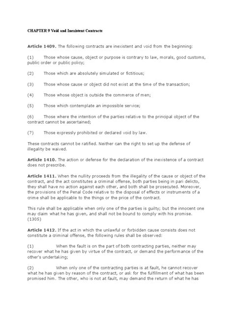 Chapter 9 Void And Inexistent Contracts Download Free Pdf Crime