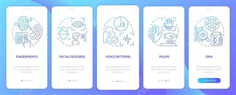Gradient Blue Mobile App Onboarding Screen Featuring Biometric Technology Vector Website