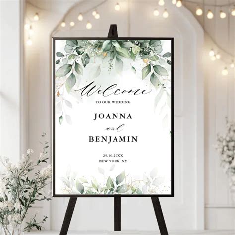 Eucalyptus Greenery Gum Botanical Wedding Welcome Poster Zazzle