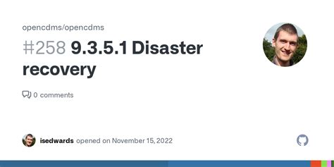 9351 Disaster Recovery · Issue 258 · Opencdmsopencdms · Github