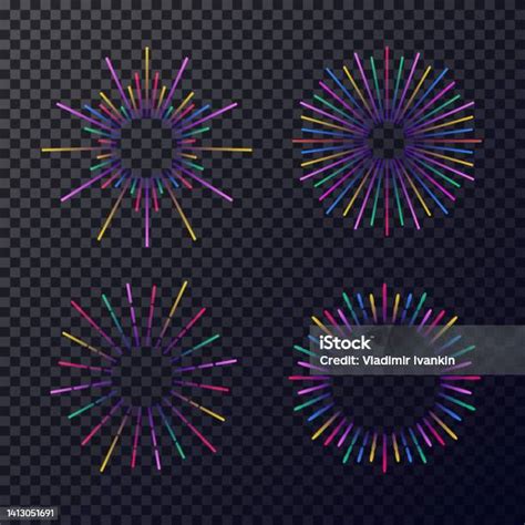 Kembang Api Neon Diatur Terisolasi Pada Latar Belakang Transparan Ilustrasi Stok Unduh Gambar