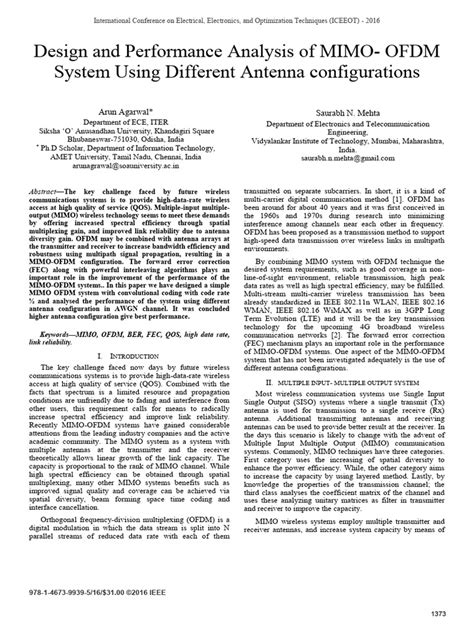 Design And Performance Analysis Of Mimo Ofdm Pdf Mimo Orthogonal