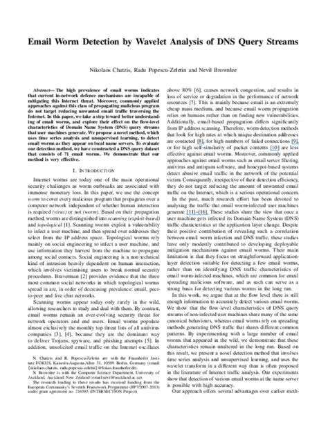 Pdf Email Worm Detection By Wavelet Analysis Of Dns Query Streams