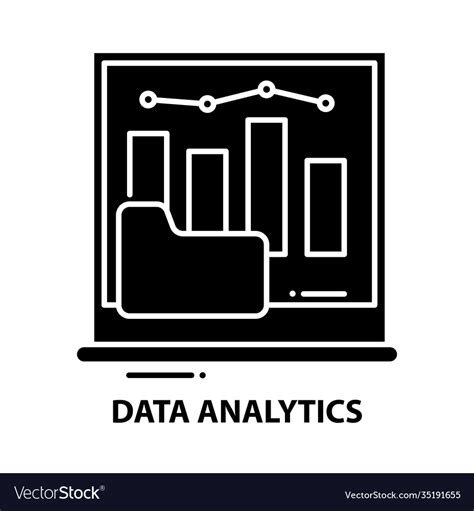 Data Analytics Icon Black Sign Royalty Free Vector Image