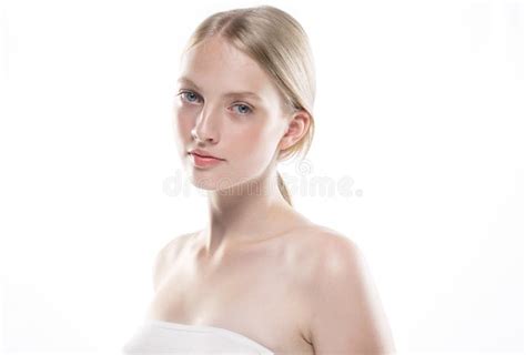 Beauty Woman Face Portrait Close Up Beautiful Model Girl With P Stock
